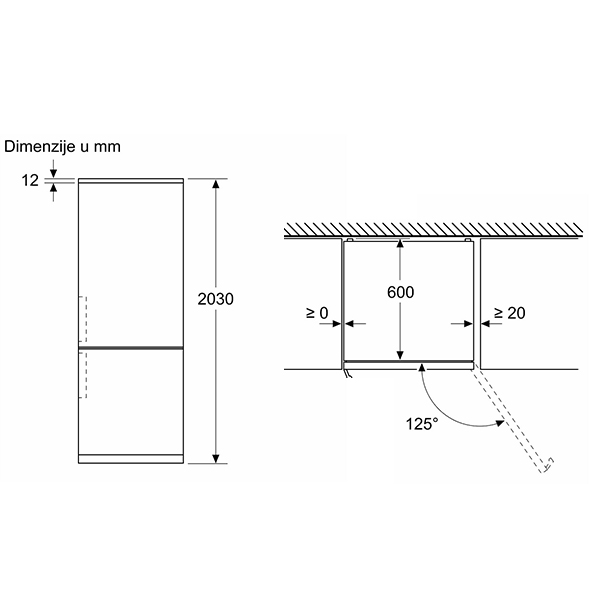 Kombinovani frižider 203x70cm serija 4 Bosch KGN49VXDT | Volim svoj dom