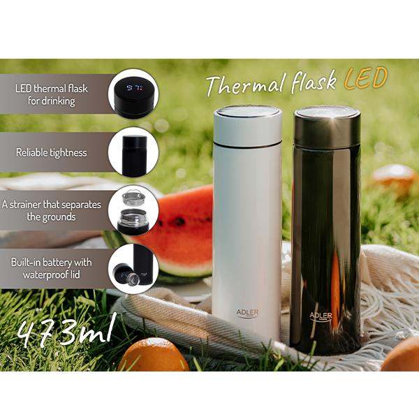 Termos boca sa led ekranom i filterom 473 ml crna Adler AD4506BK ...
